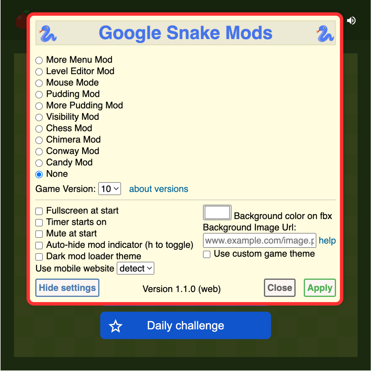 Google Snake Mods - Play online